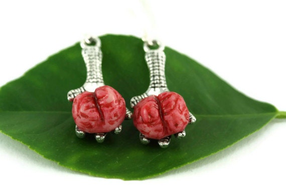 Zombie Brain Earrings Quirky Halloween Human Bloody Brain - Etsy