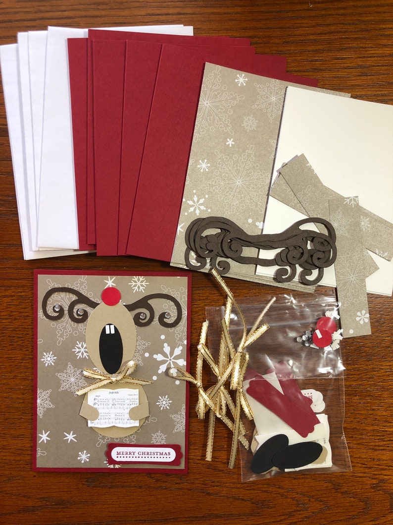 Singing Reindeer Christmas Card Kit 6 15 - Etsy