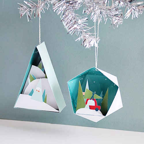 3D Christmas Ornaments 1 4 in a Set Printable Paper - Etsy