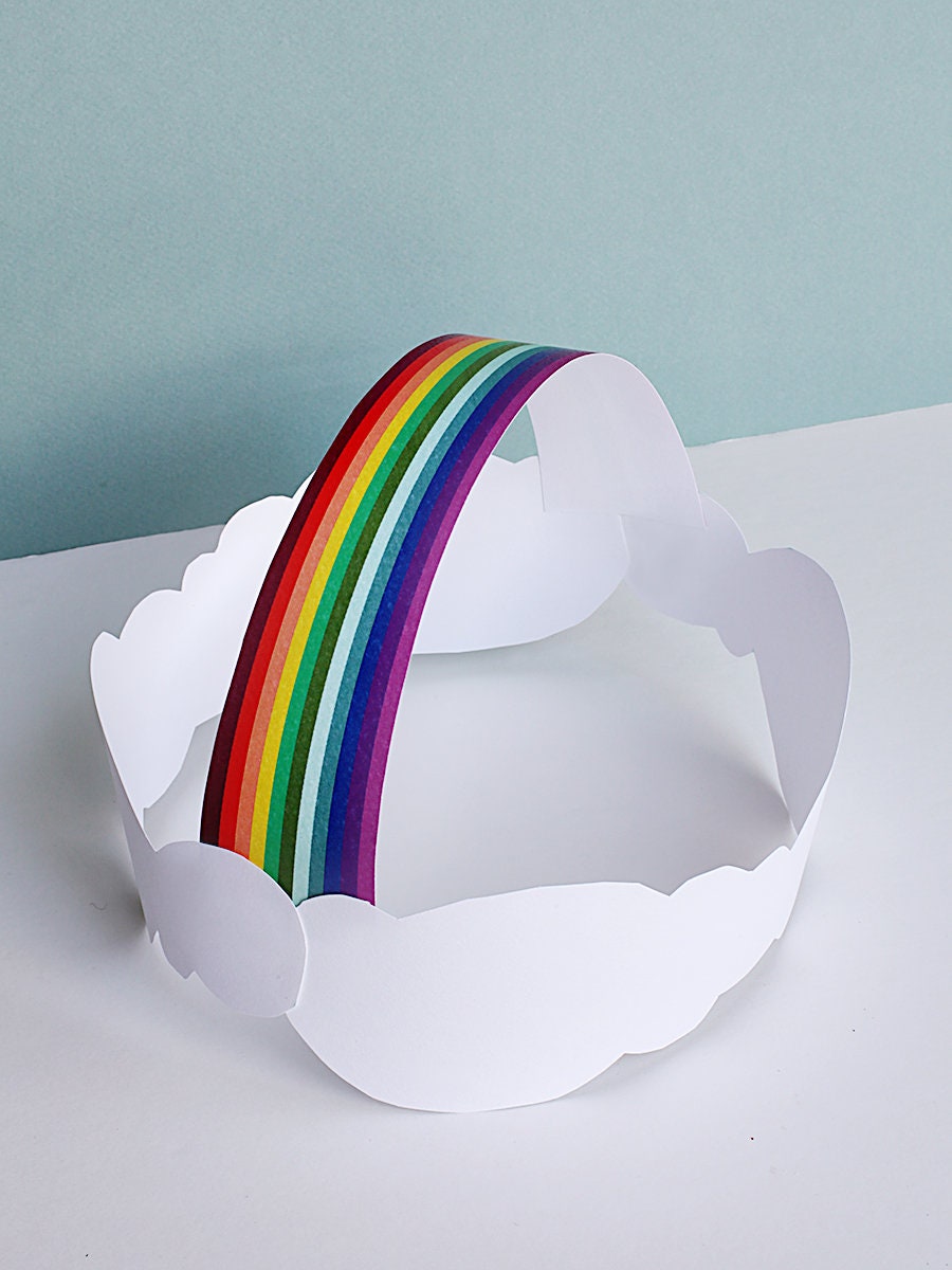 Paper Rainbow Cloud Headband - Instant Paper Craft - Printable Paper ...