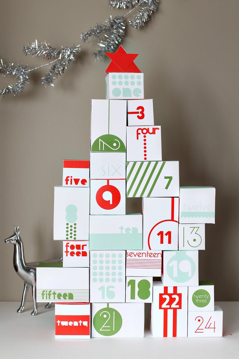 Reversible Printable Advent Calendar for Kids - Papercraft Holiday Kit ...