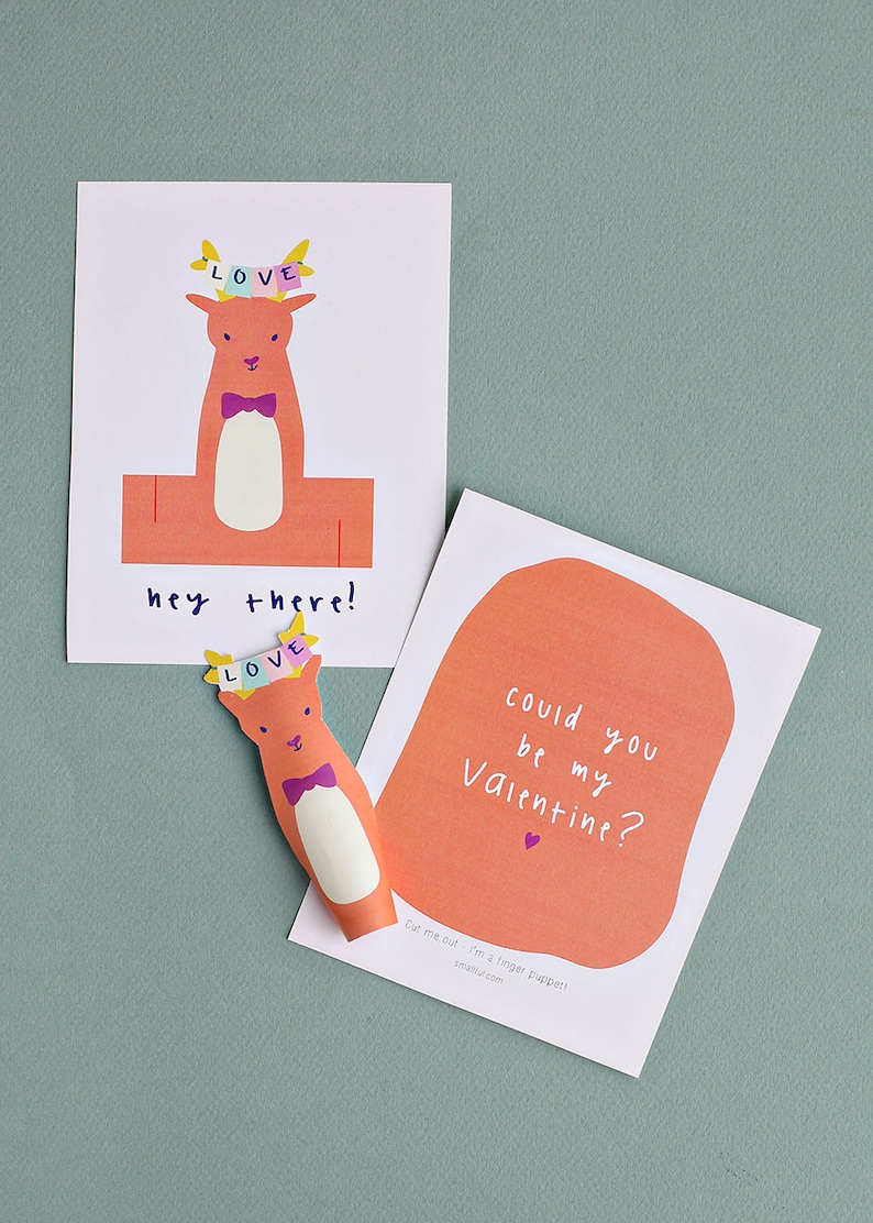 Valentines - Printable Finger Puppet Valentines - Class Valentines Card ...