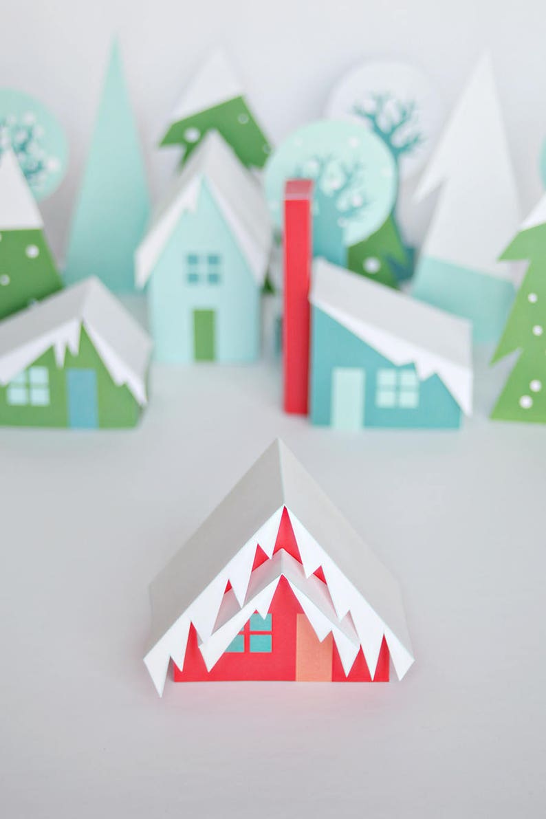 3D Printable Holiday Houses in the Woods - Christmas Village - Paper ...