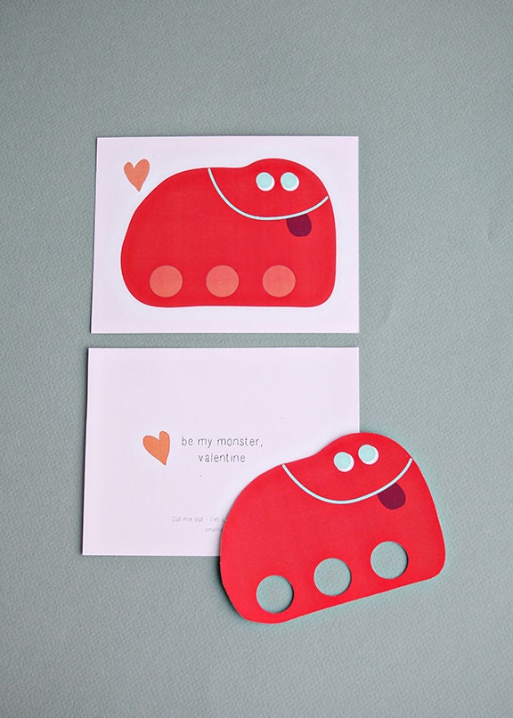 Valentines - Printable Monster Finger Puppets - Class Valentines Card ...
