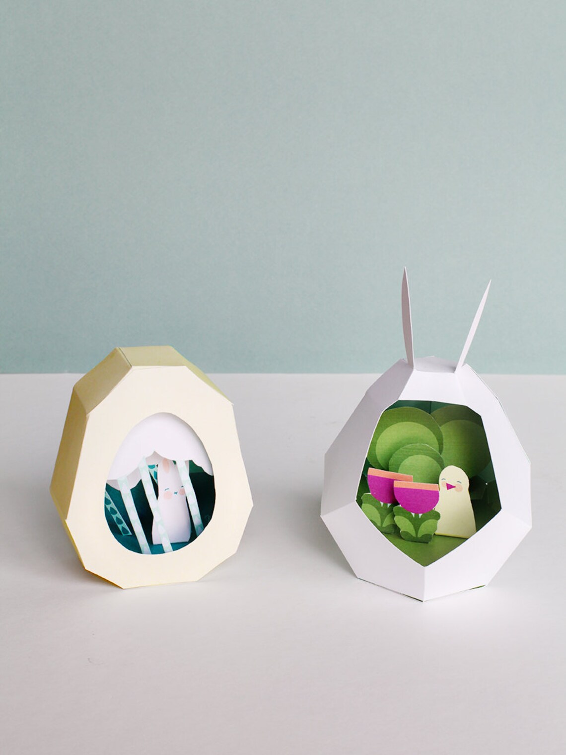 Spring Easter Egg Dioramas - Shadowbox DIY - Paper Craft Eggs Printable ...