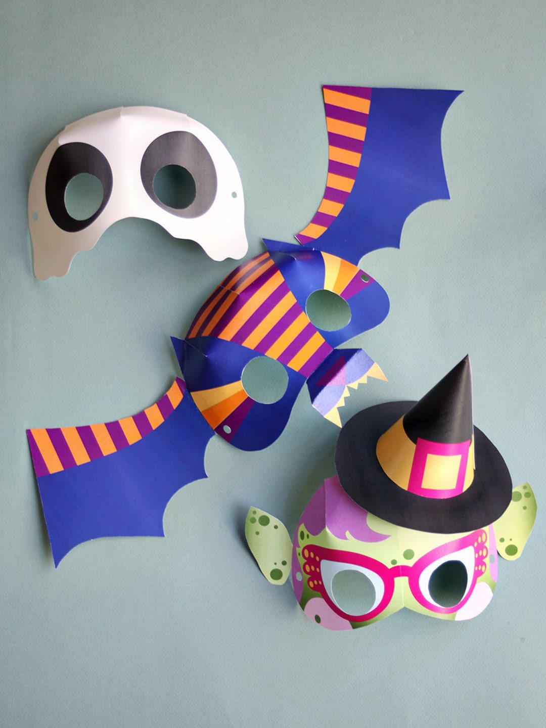 Boo-tiful Masks - Printable Halloween Masks - Ghost, Witch, Bat Masks ...