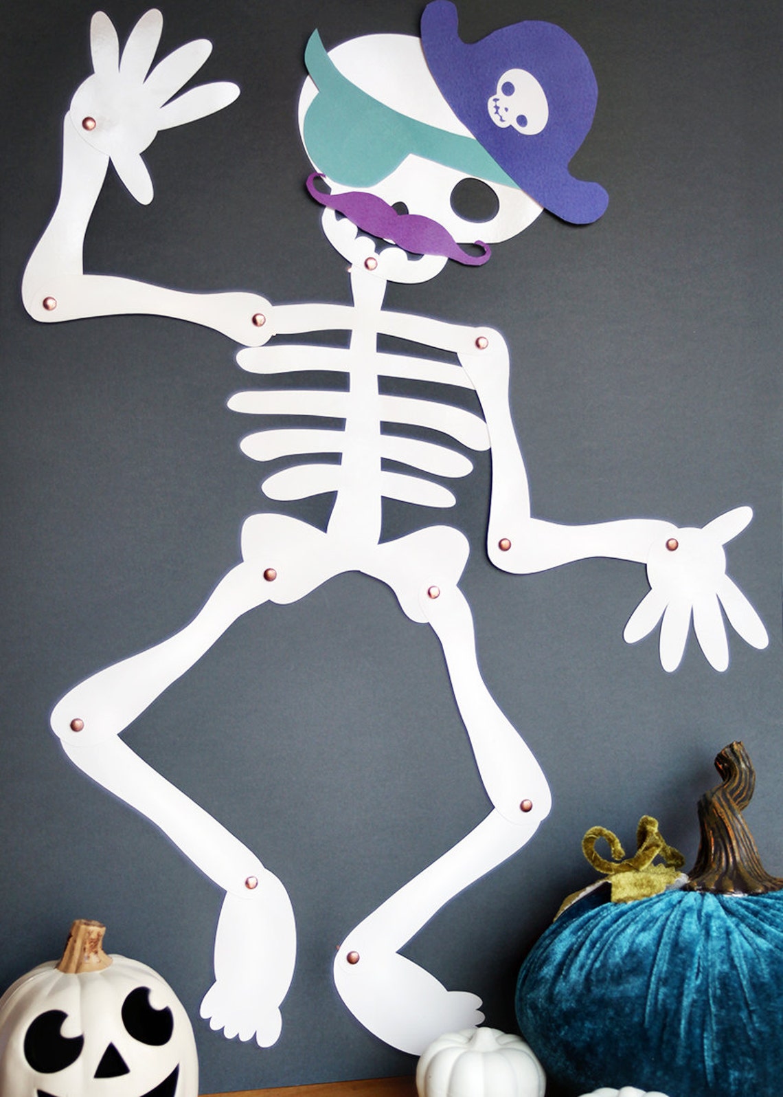Dress up Skellie Skeleton - Poseable Paper Puppet - Halloween Wall ...
