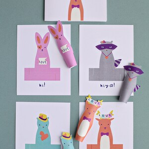 Valentines - Printable Finger Puppet Valentines - Class Valentines Card ...