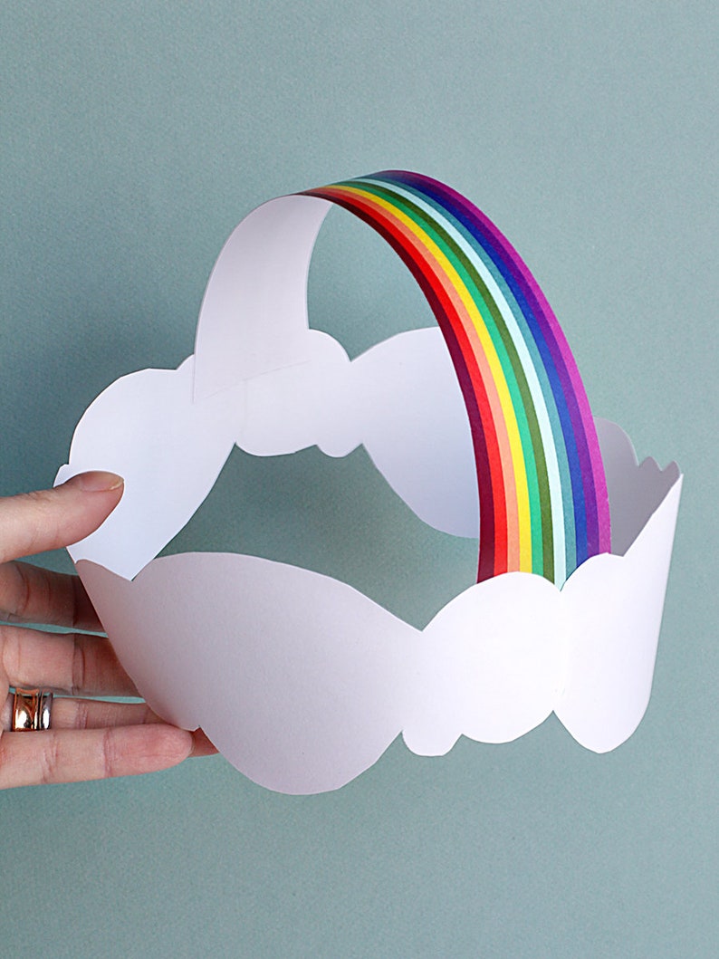 Paper Rainbow Cloud Headband - Instant Paper Craft - Printable Paper ...