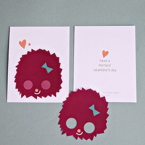 Valentines - Printable Monster Finger Puppets - Class Valentines Card ...
