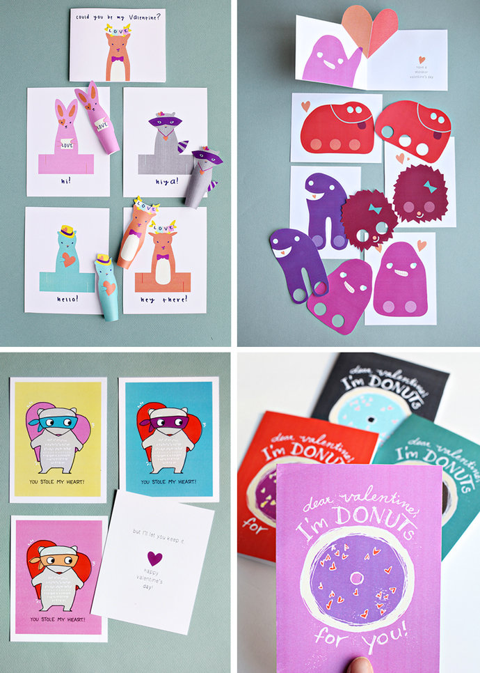 Valentine's Day Bundle - Printable Valentines Cards, Finger Puppets ...