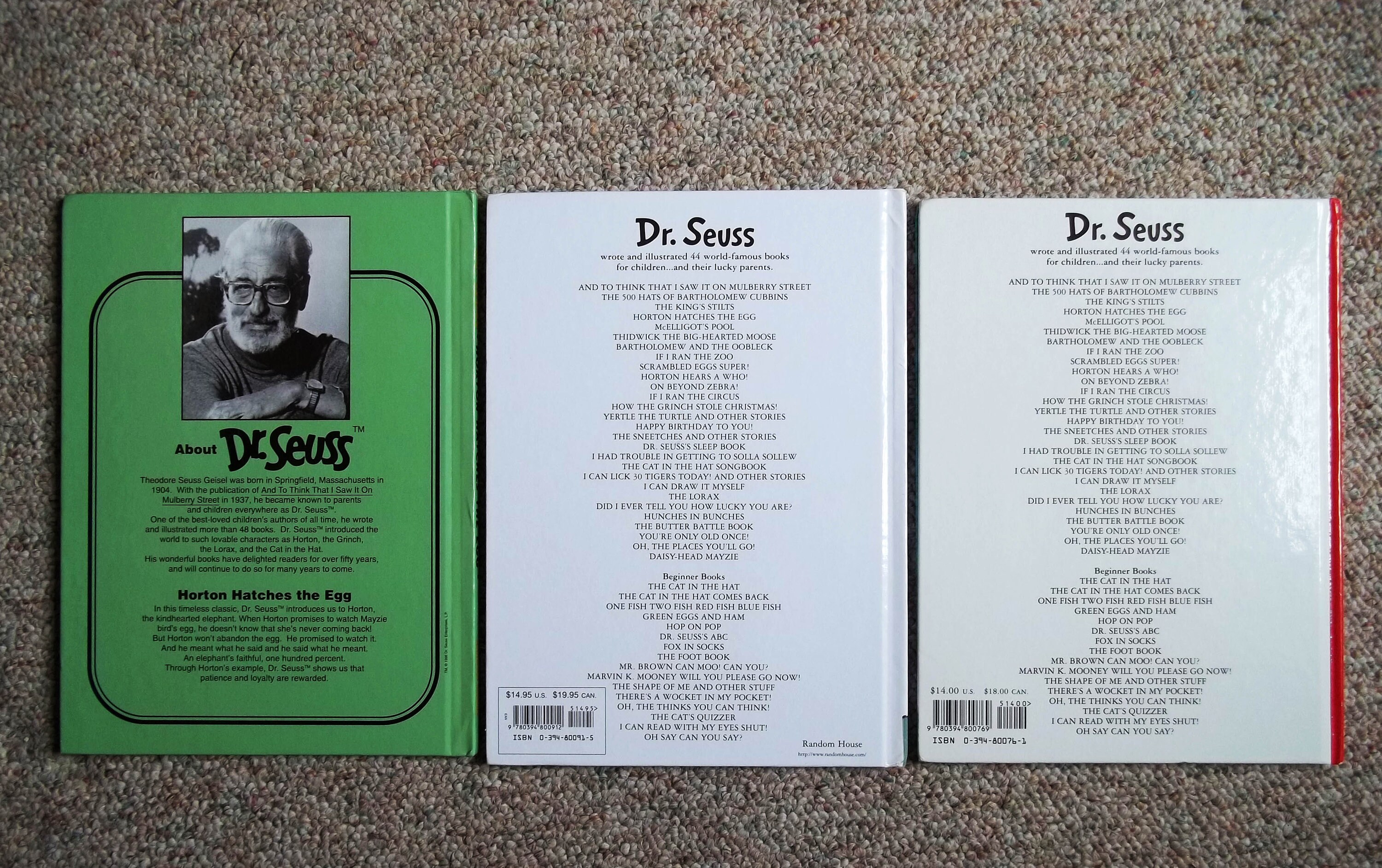 3 Large Size Dr. Seuss Books Horton Hatches the Egg, Dr. Seuss's Sleep ...