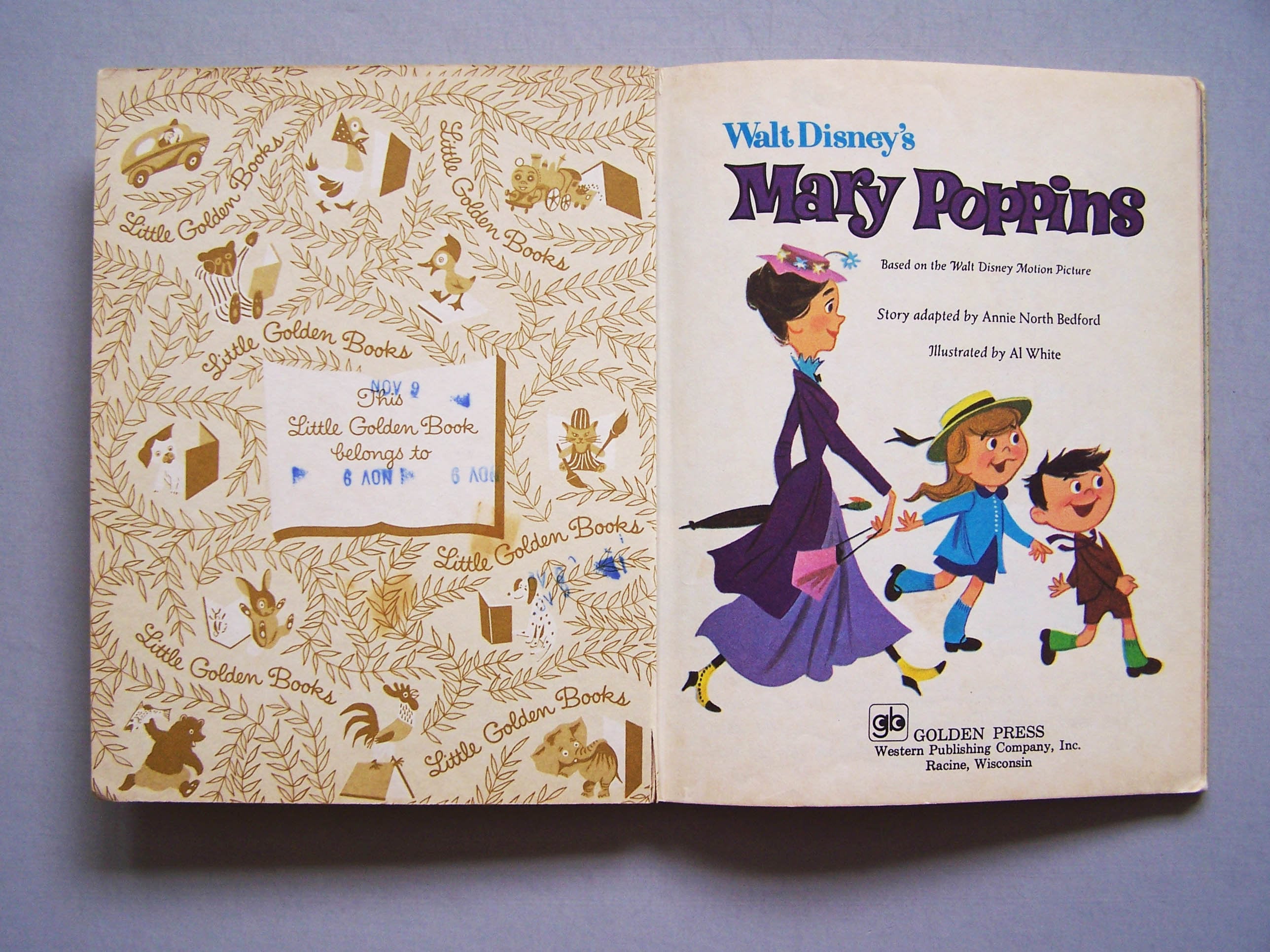 5 Walt Disney Little Golden Books Mary Poppins, Winnie the Pooh, Beauty ...
