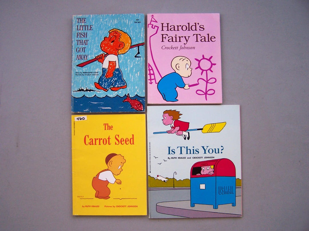 4 Crockett Johnson Books - Harold's Fairy Tale -- the Little Fish That ...