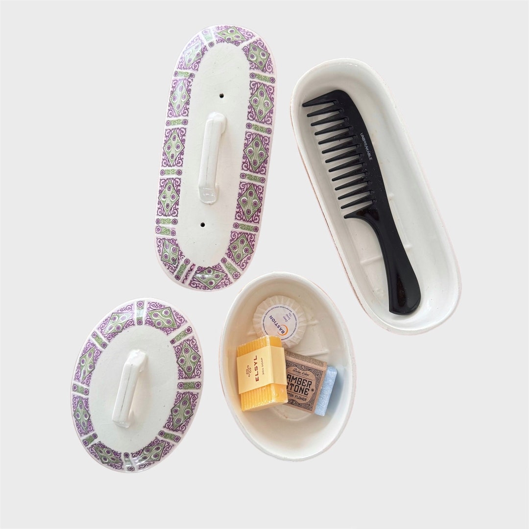 Vintage Ceramic Soap Dish and Comb Tray, Marked Societe Ceramique ...