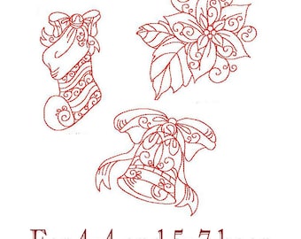Bell Embroidery Design 4x4'' Hoop Redwork Christmas - Etsy