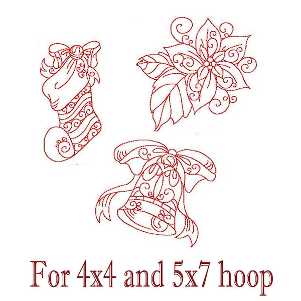 Christmas Redwork - Etsy