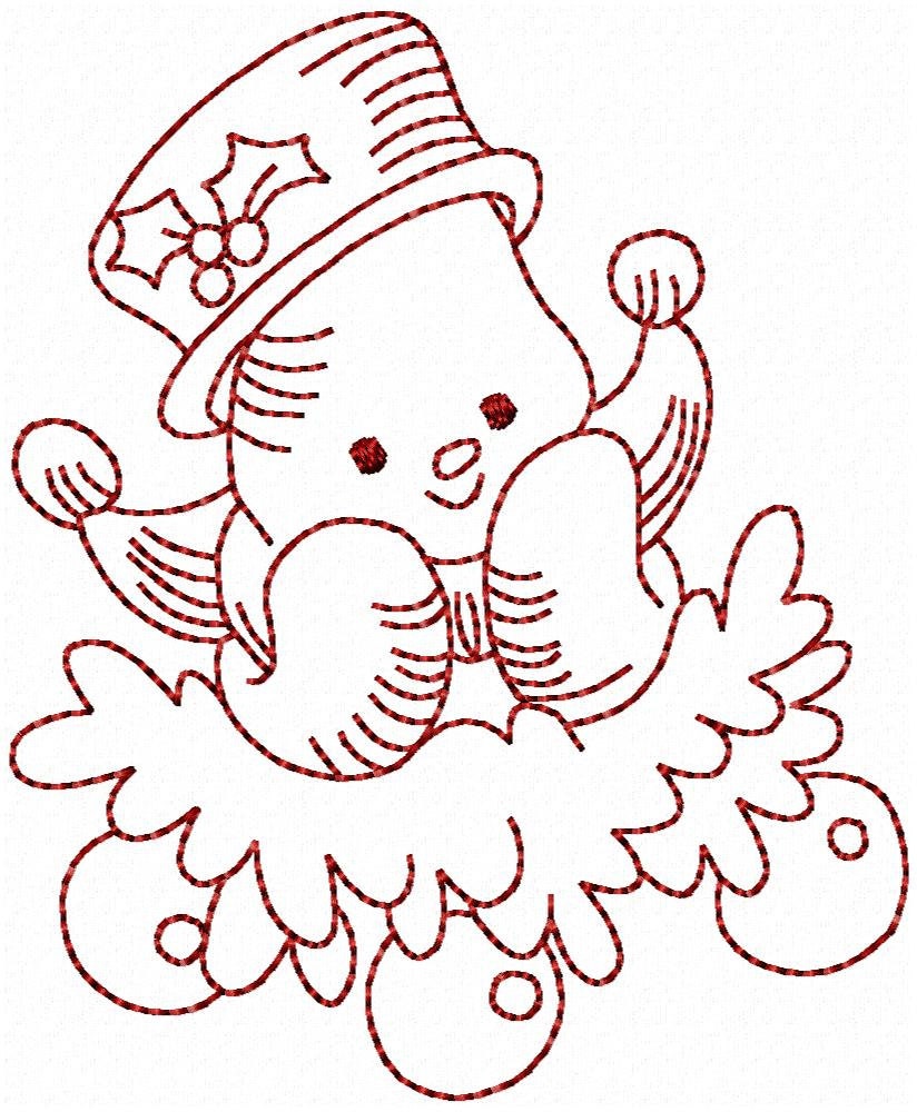 Redwork Joyful Snowmen Machine Embroidery Patterns 4x4 and | Etsy