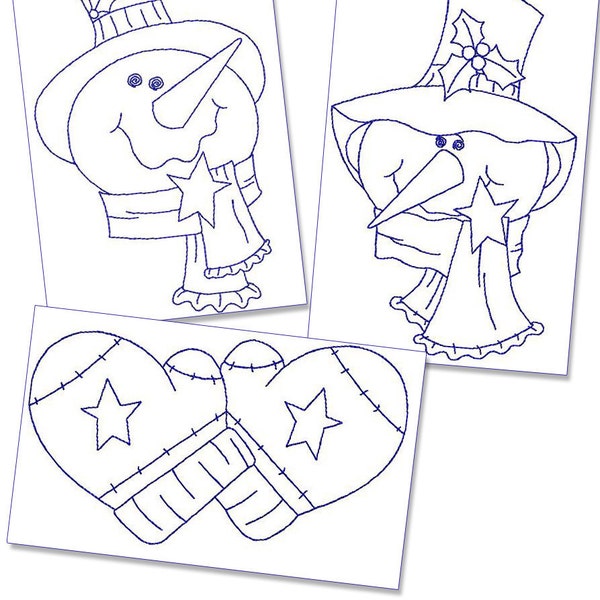 Redwork Snowman - Etsy