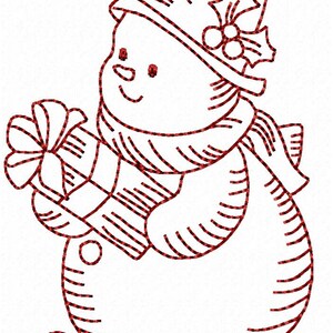 Redwork Joyful Snowmen Machine Embroidery Patterns - 4x4 and 5x7 Hoop ...