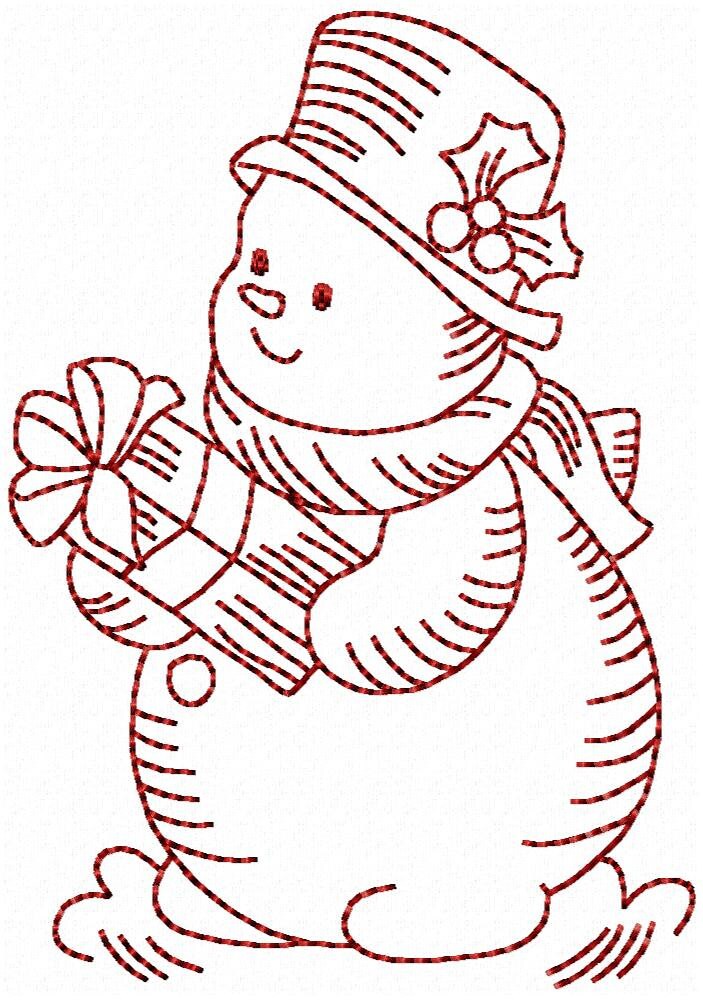 Redwork Joyful Snowmen Machine Embroidery Patterns 4x4 and - Etsy