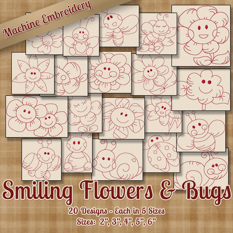 Redwork Flower - Etsy