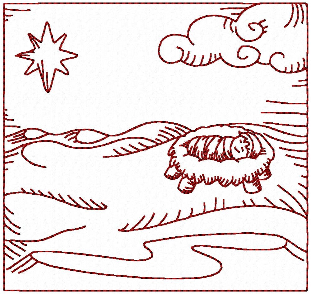 Whimsical Nativity Redwork Machine Embroidery Patterns / - Etsy