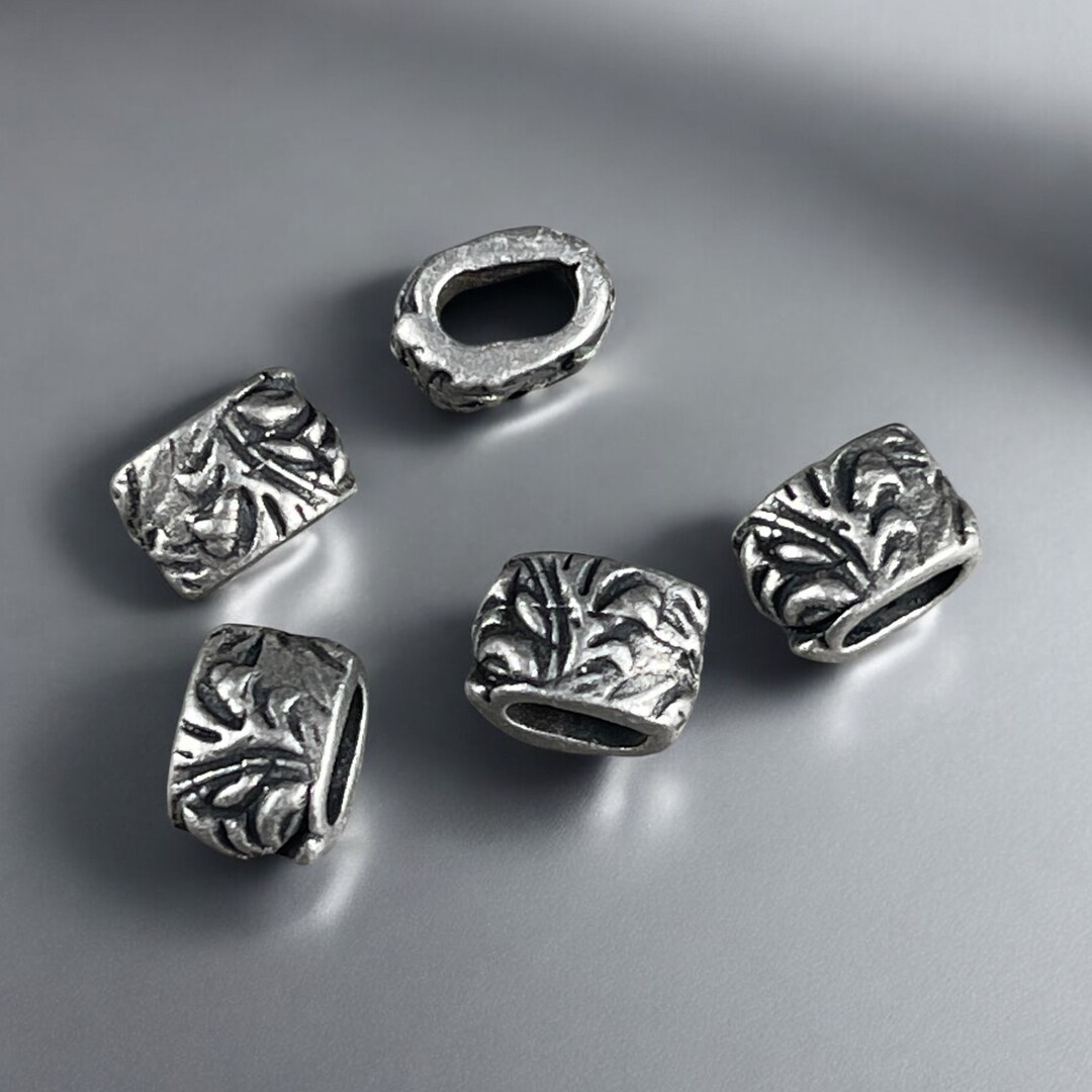 Tierracast Antiqued Pewter Crimpable Oval Beads, Large Hole Bead for ...