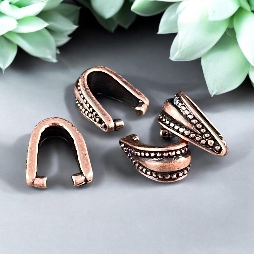 Small Tierracast Antiqued Copper Pinch Bail, 10mm Royal Pinch Bail (PF ...