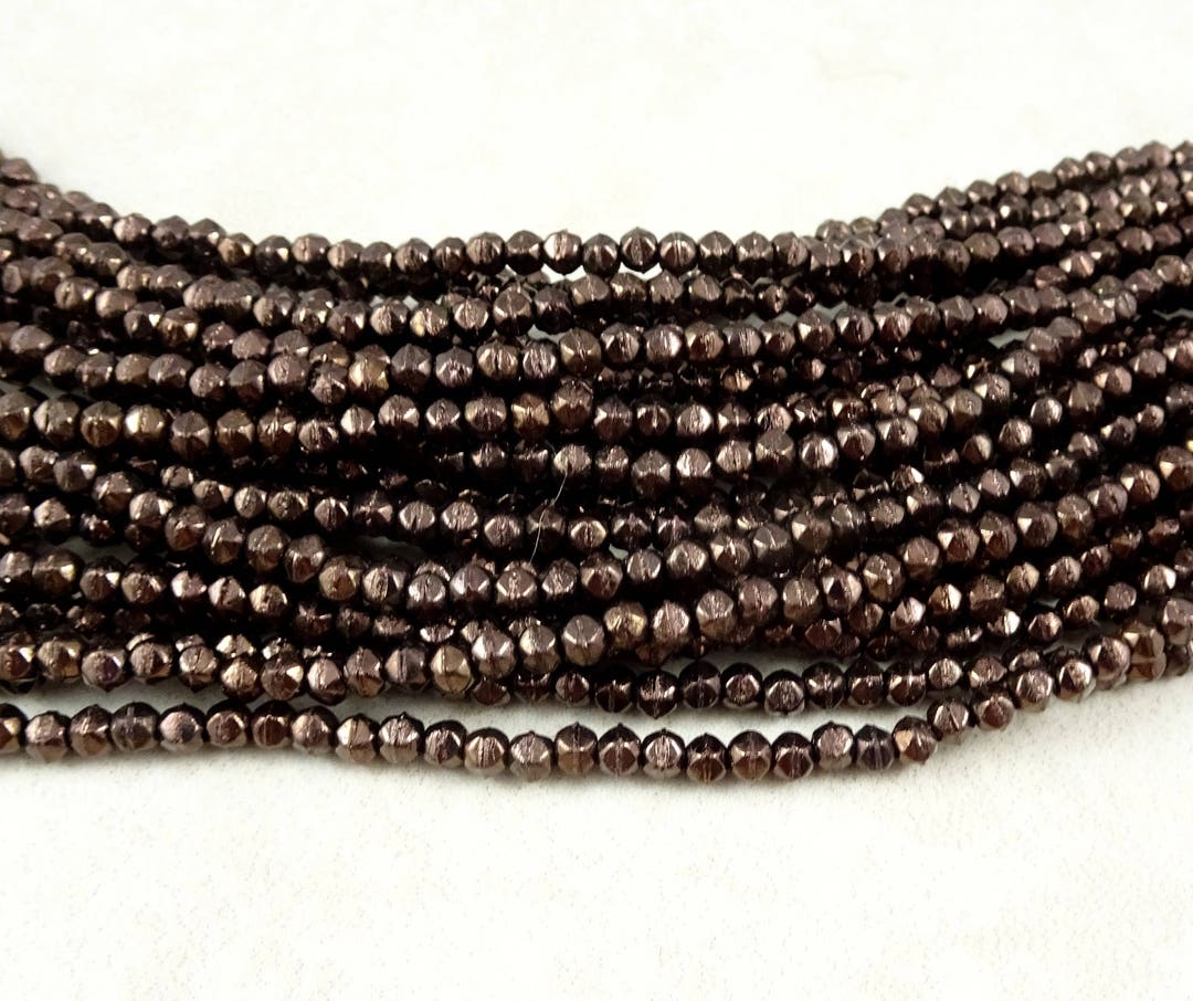 Brown Metallic Spacer Beads Brown Czech Beads 3mm English Cut Czech ...