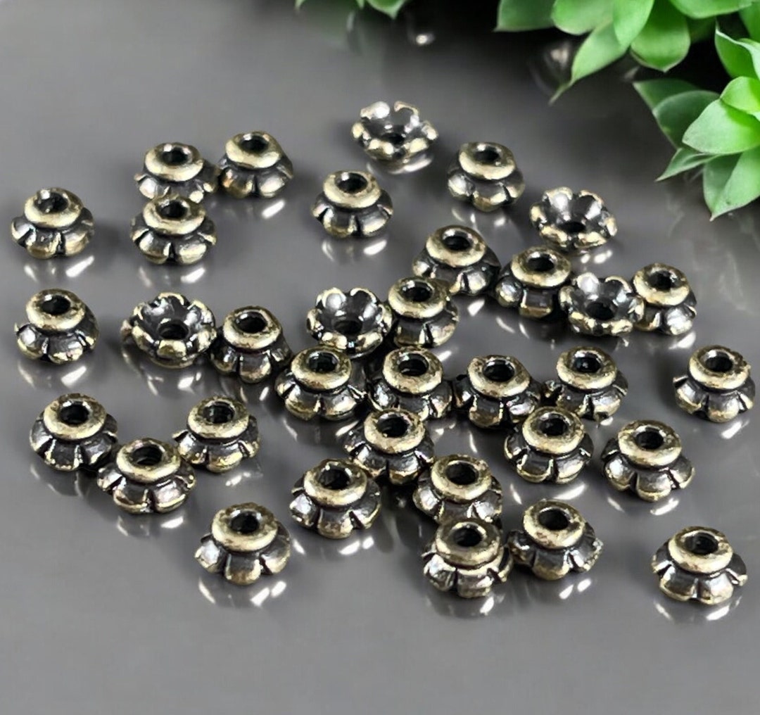 Tierracast 3.5mm Tiny Scalloped Petal Bead Caps, Antiqued Brass Plated ...