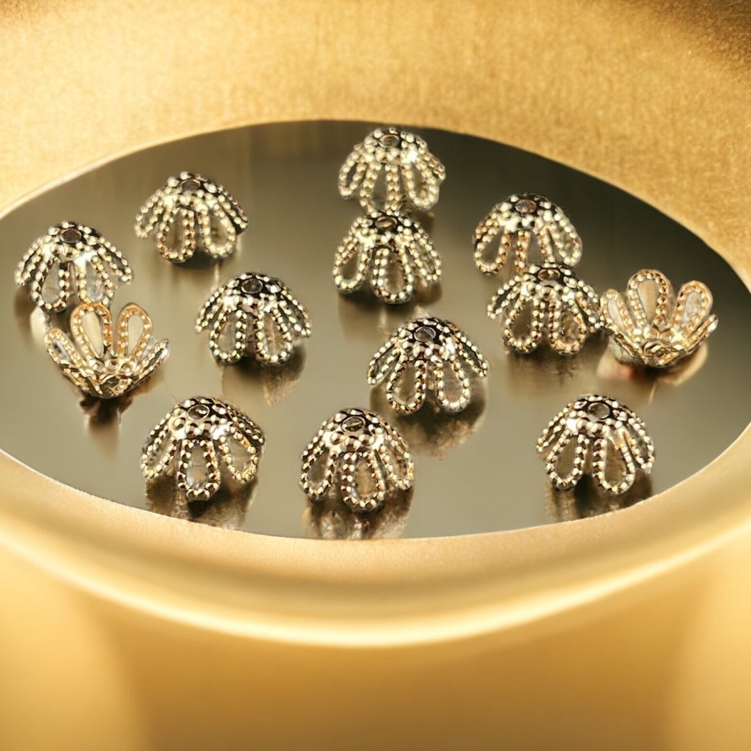 Open Petal Cone Shape Bead Caps 6-petal Filigree Bead Caps for Teardrop ...