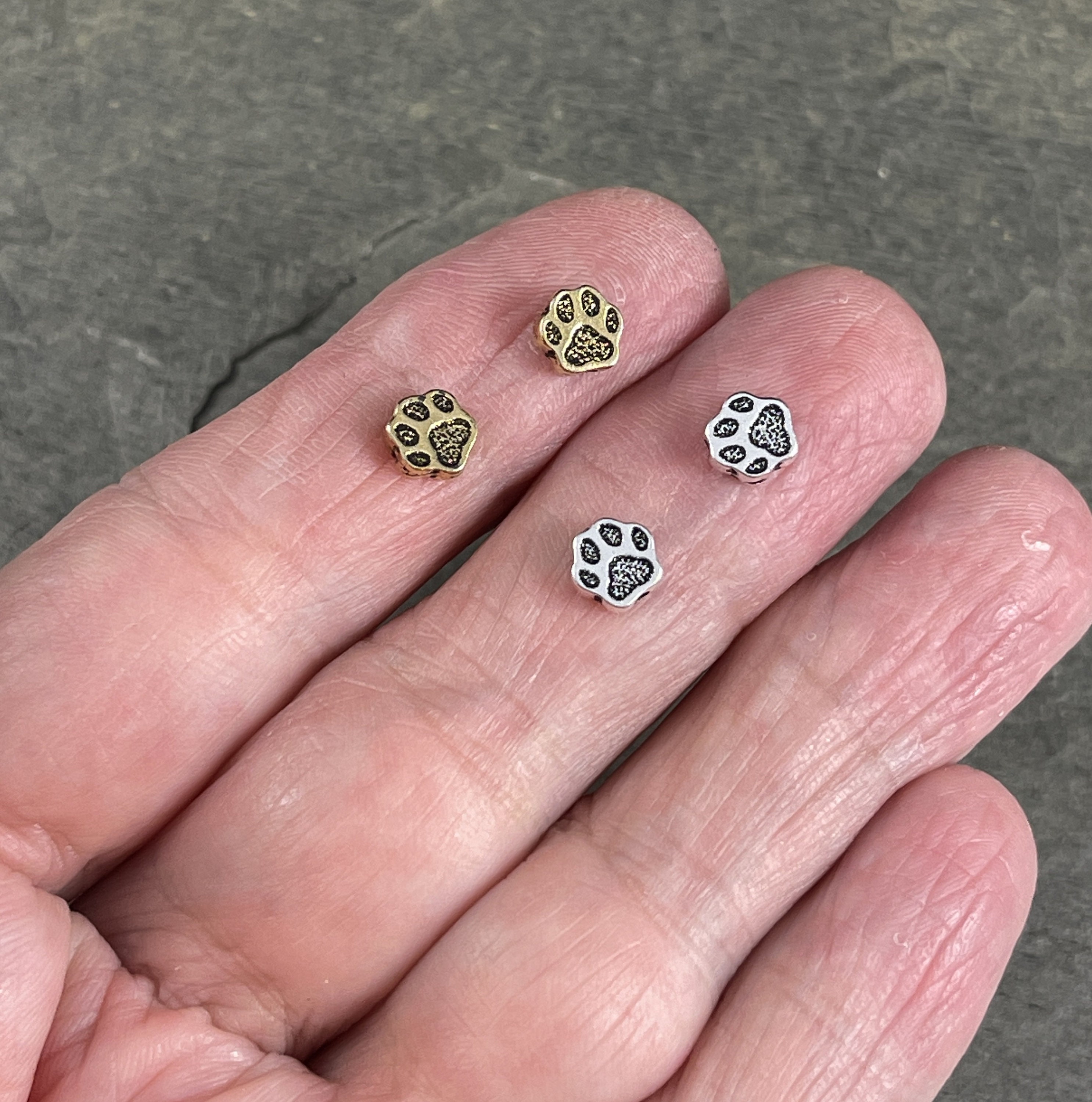 Paw Print Bead Tierracast Beads Metal Bead With Paw Print - Etsy