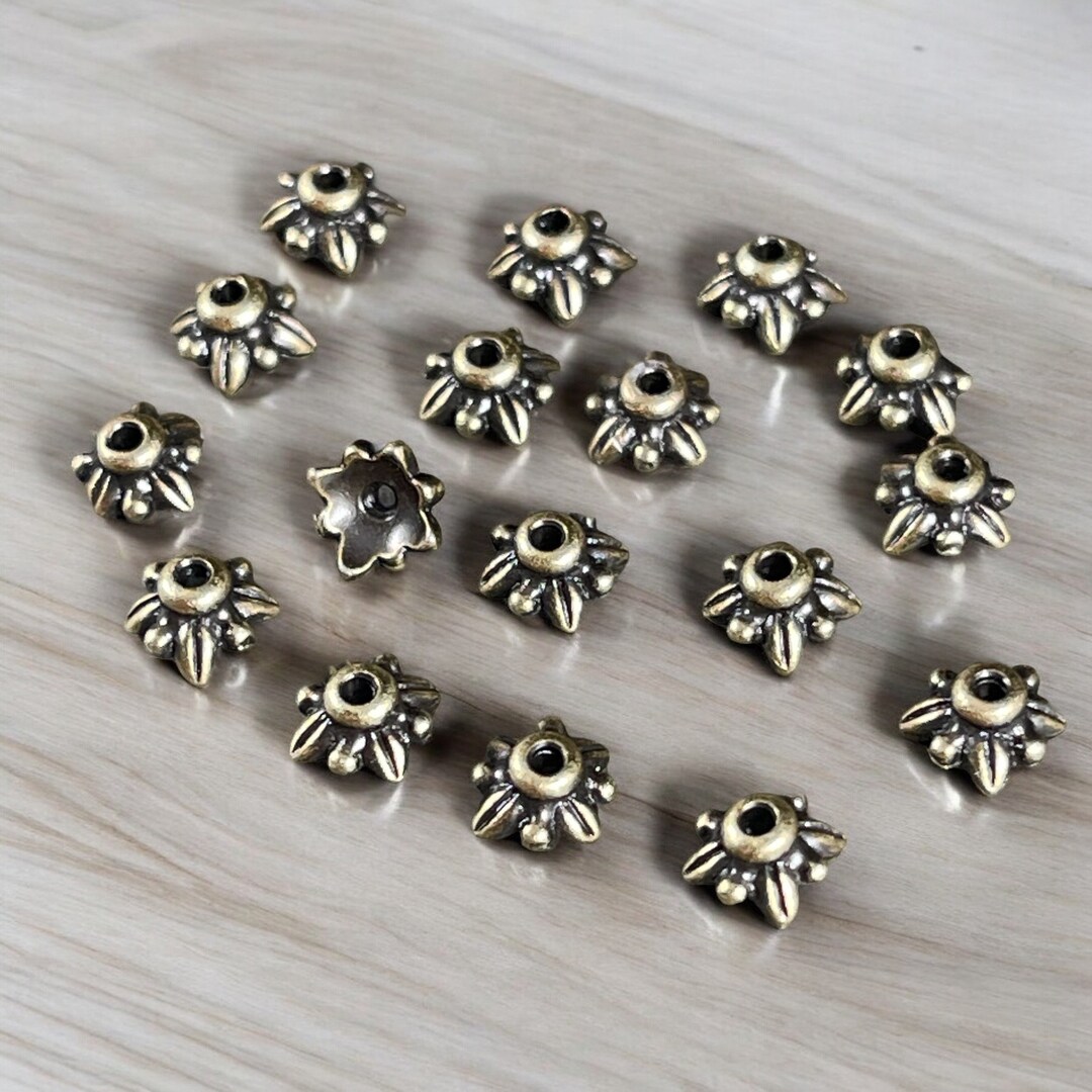 Tierracast Brass Bead Caps, 5mm Petal Bead Caps, Antiqued Brass Plated ...