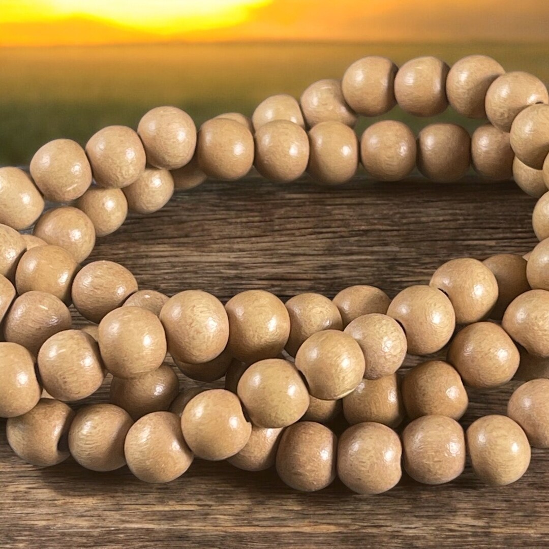 8mm Round Wooden Beads, Lightweight Tan Mala Beads, Camel Brown Beads ...