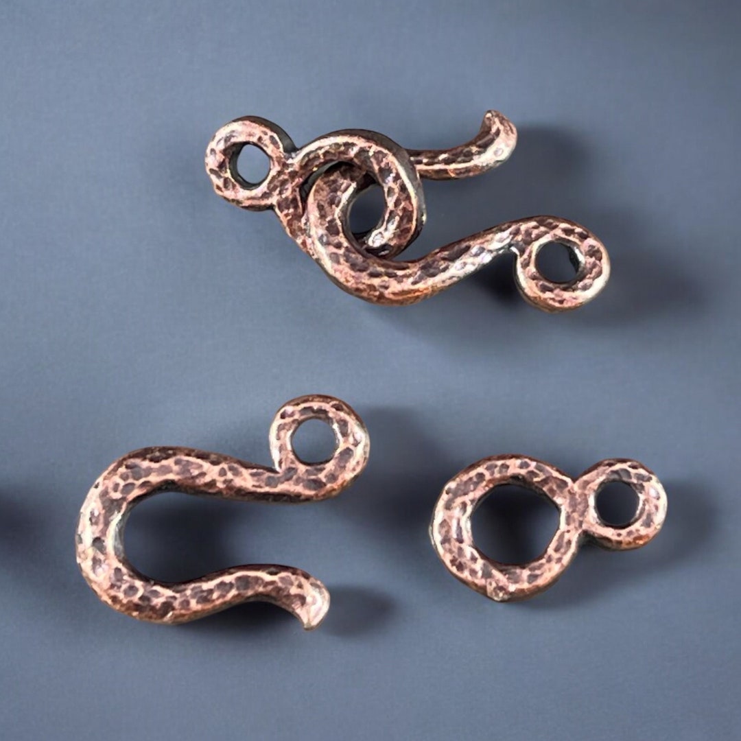 Tierracast Hammered Clasp Set, Antiqued Copper Hook and Eye Clasp (PF ...