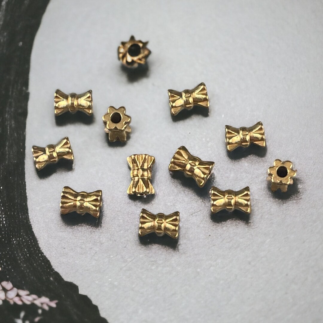 Brass Hourglass Shape Beads 5x3mm Solid Raw Brass, Decorative Gold ...