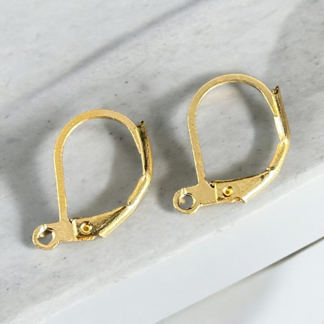Gold Lever Back Ear Wires, 15x10mm Gold Plated Brass, Nickel Free ...