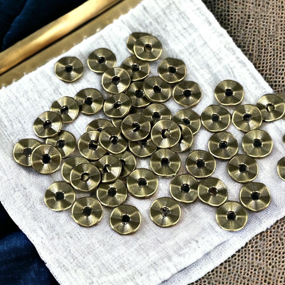 Wavy Spacer Beads Antiqued Brass Metal Beads 7mm Disc Spacers Thin Wavy ...