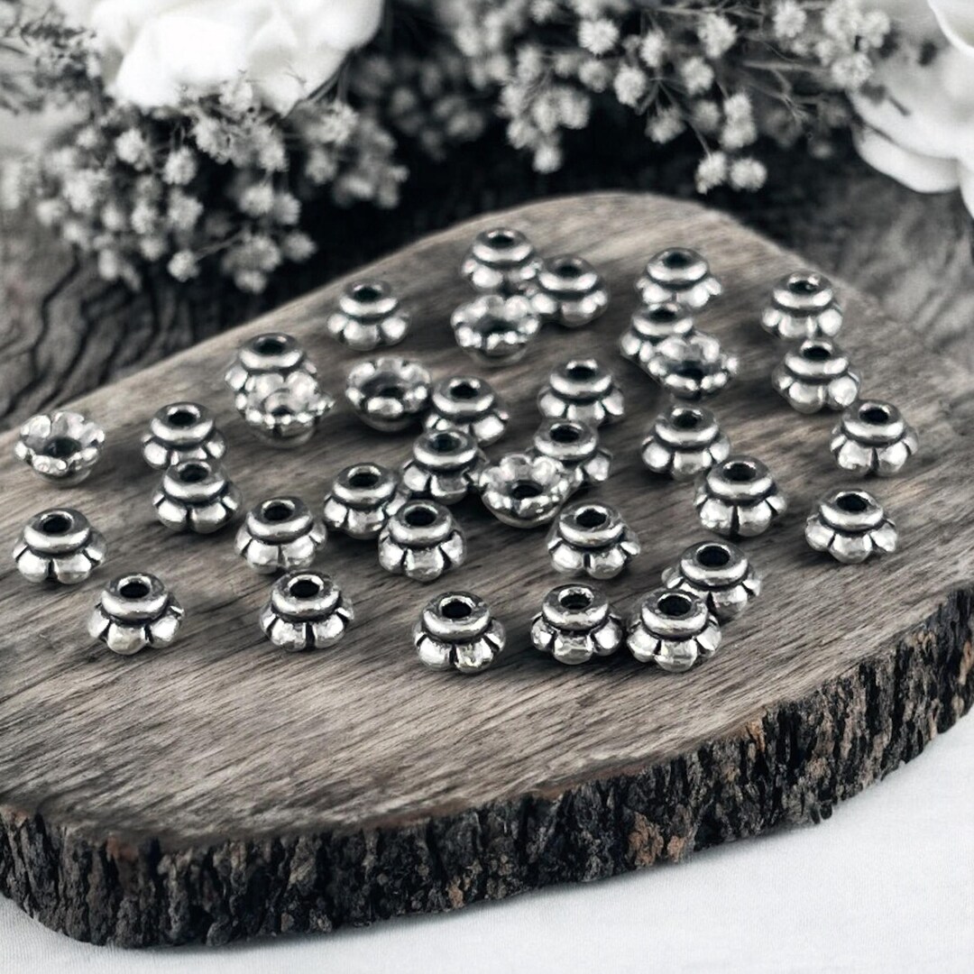 Tierracast 3.5mm Tiny Scalloped Petal Bead Caps, Antiqued Pewter (PF ...