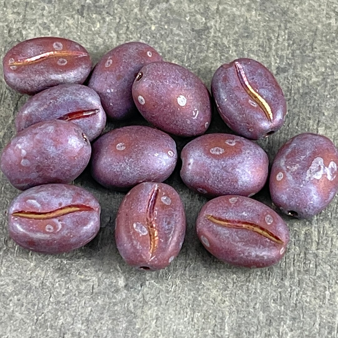 Matte Brown Coffee Bean Beads Czech Glass Beads 11x8mm Glass Coffee ...