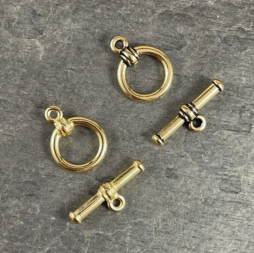 Tierracast Antiqued Gold Toggle Clasp 12mm 22k Gold Plated Toggle Clasp ...