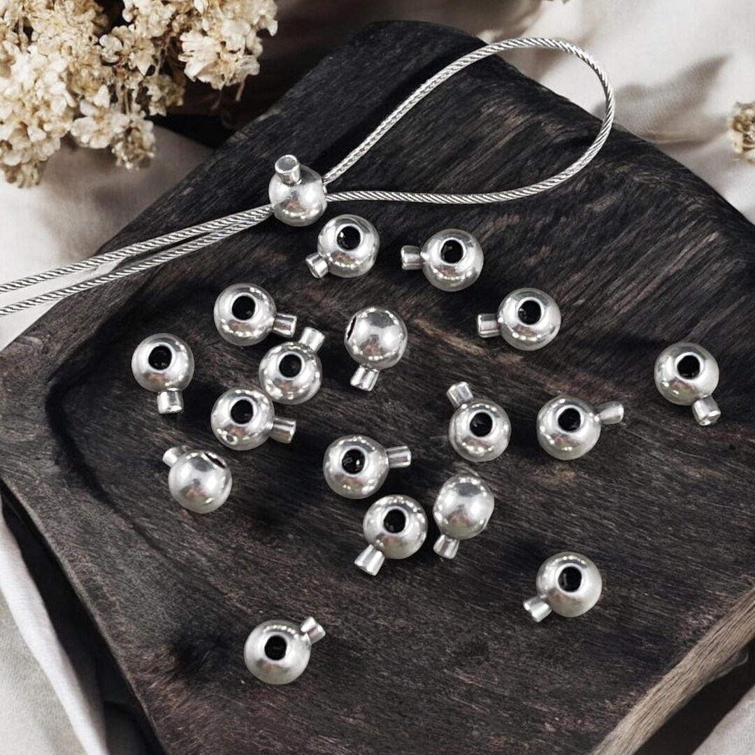 Round Crimp Bead, 3.2mm Stopper Beads, Fine Silver Plated Brass, Nickel ...