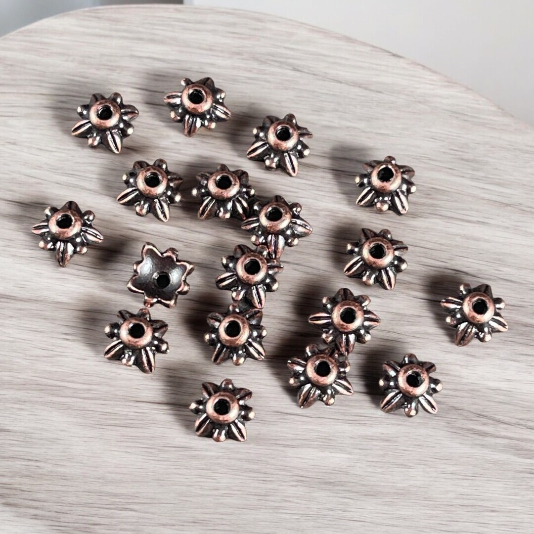 Antiqued Copper Bead Caps, 5mm Petal Bead Caps, Tierracast 5mm Antiqued ...