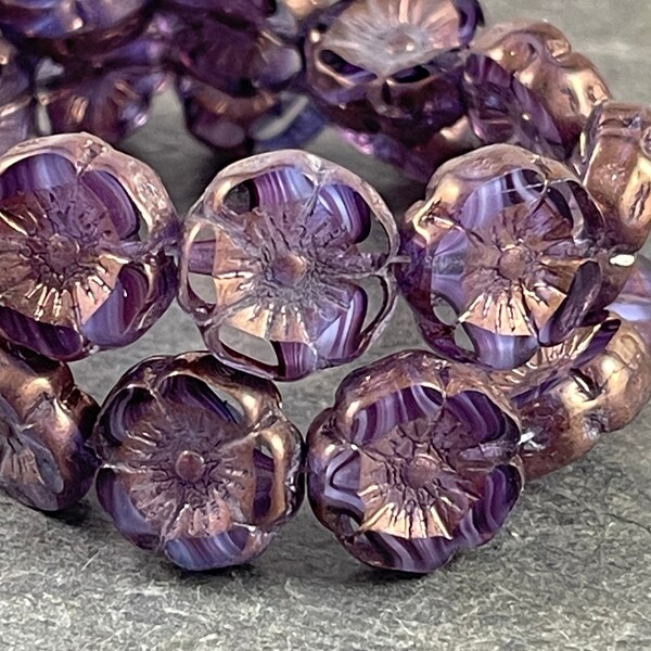 Purple Flower Beads - Etsy