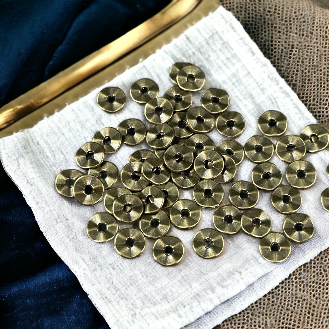 Wavy Spacer Beads Antiqued Brass Metal Beads 7mm Disc Spacers Thin Wavy ...