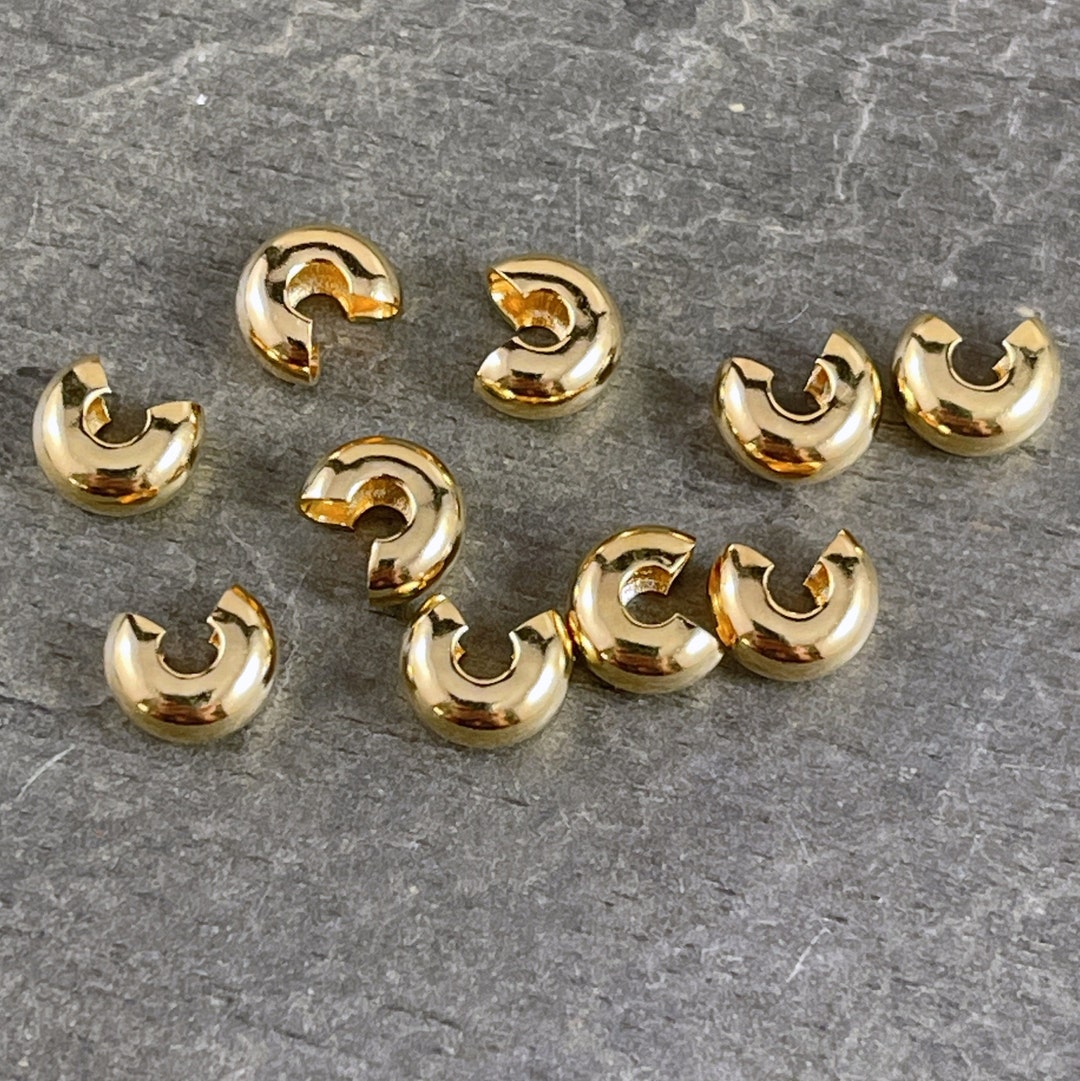 5mm Gold Pated Brass Crimp Bead Cover, Gold Crimp Cover 2668FY Qty. 20 ...