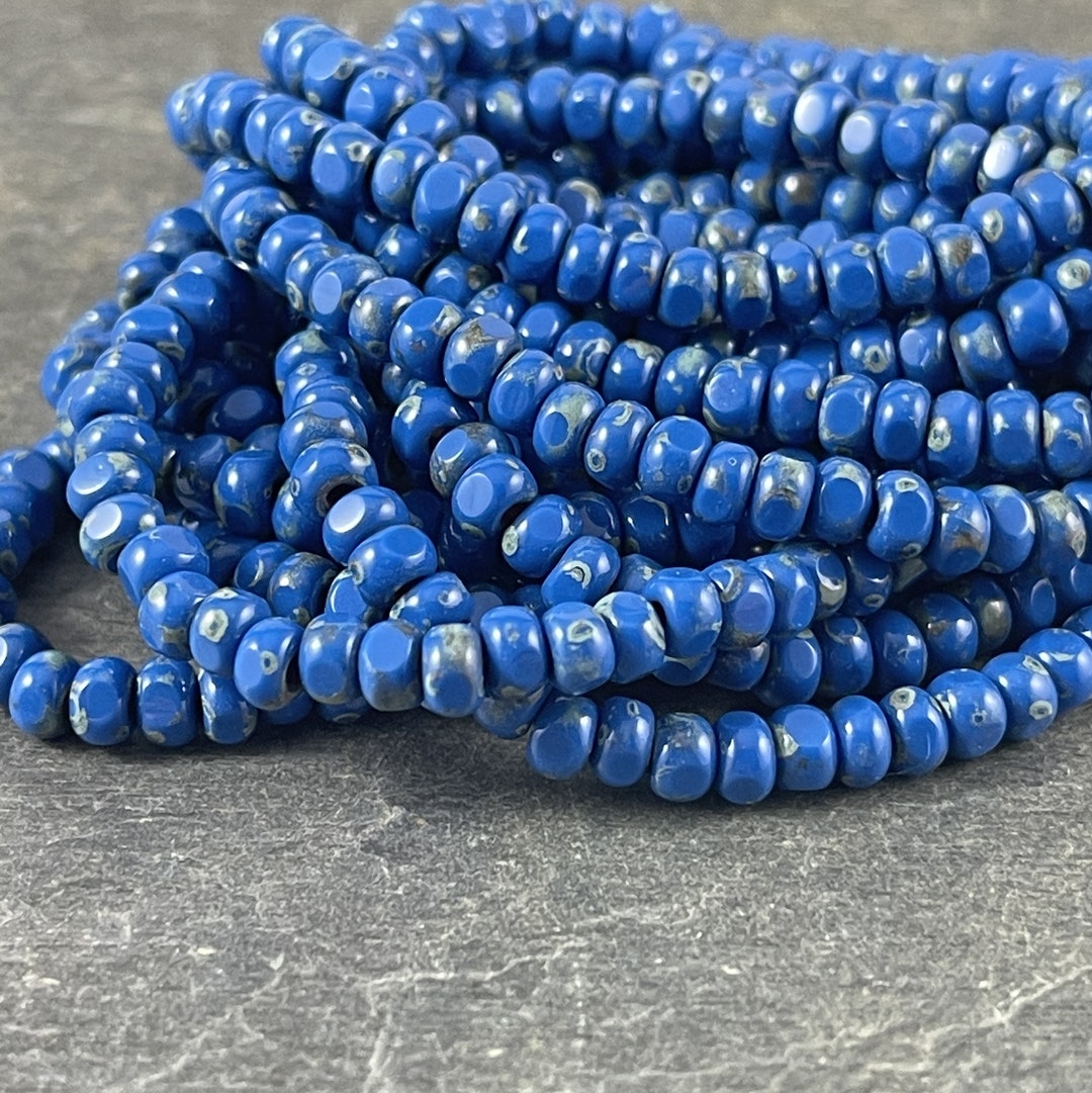 Lapis Blue Seed Bead Czech Glass Beads Faceted Bead 4x3mm Opaque Royal ...