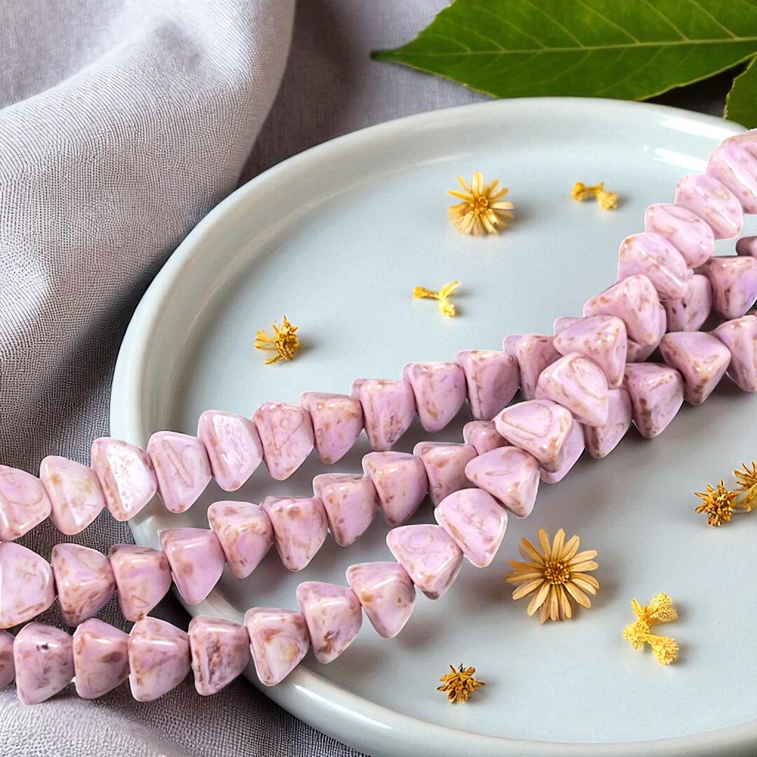 5mm Pyramid Beads, Alabaster With Thistle Purple Picasso, Small ...