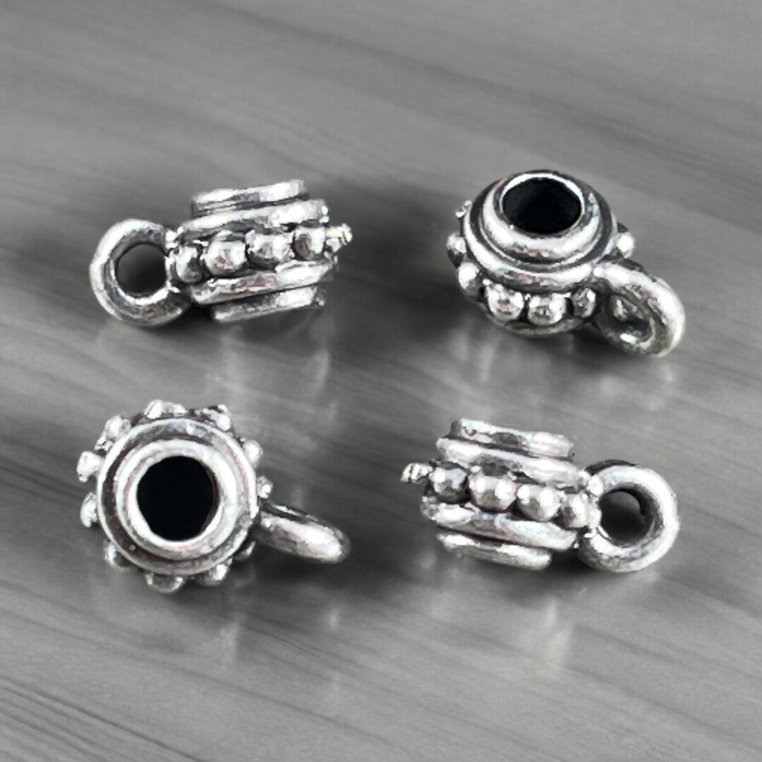 Tierracast Bail Bead, Antiqued Silver Bail for Leather Cord, Charm ...